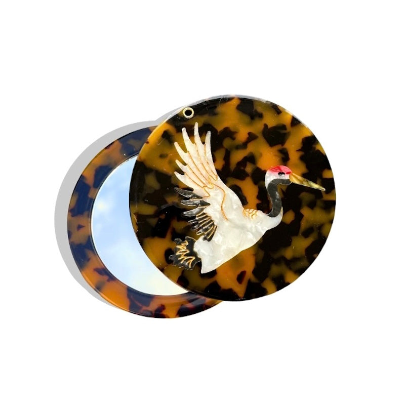 Solar Eclipse Hand-Painted Crane Compact Mirror westandhill.co.uk ...